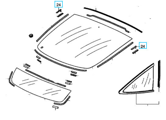 Крепежная деталь B, задн. Ветровое стекло (Оригинал)