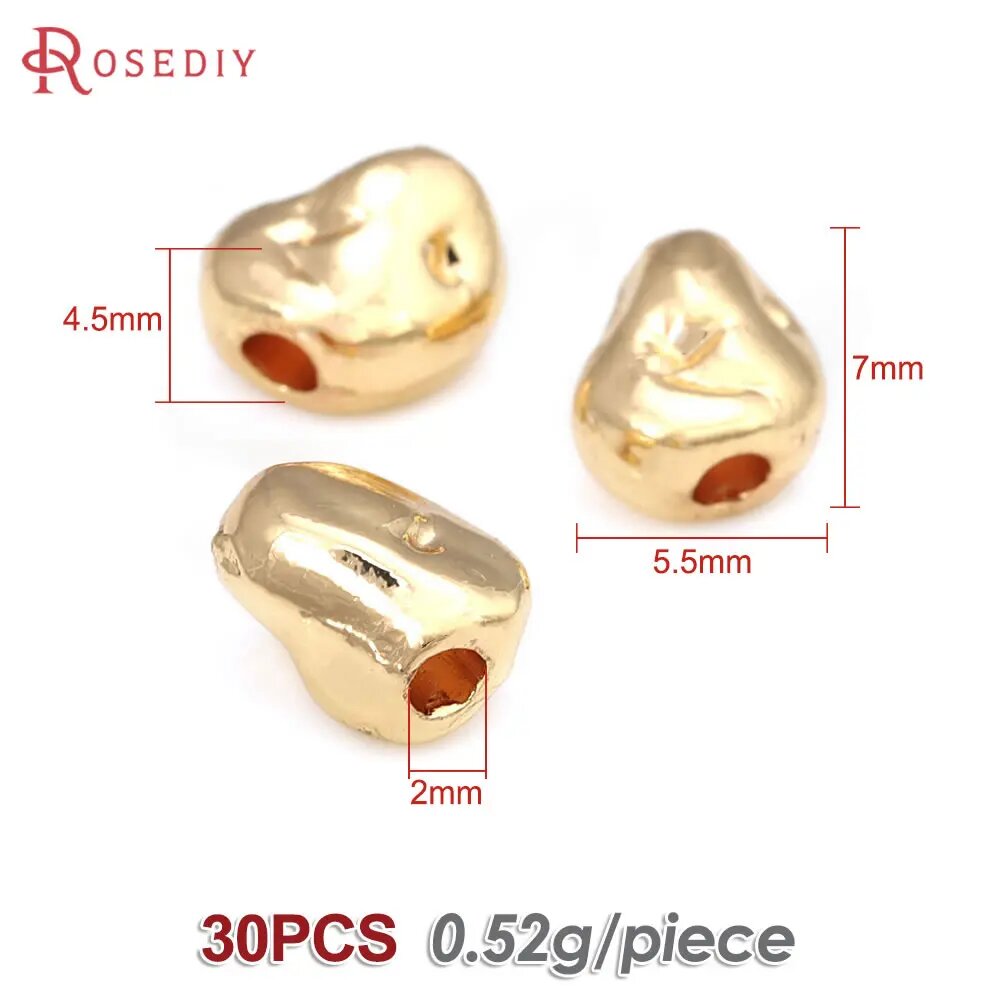 Латунные бусины для браслета Rosediy серебристого цвета 48229-18K Gold Color