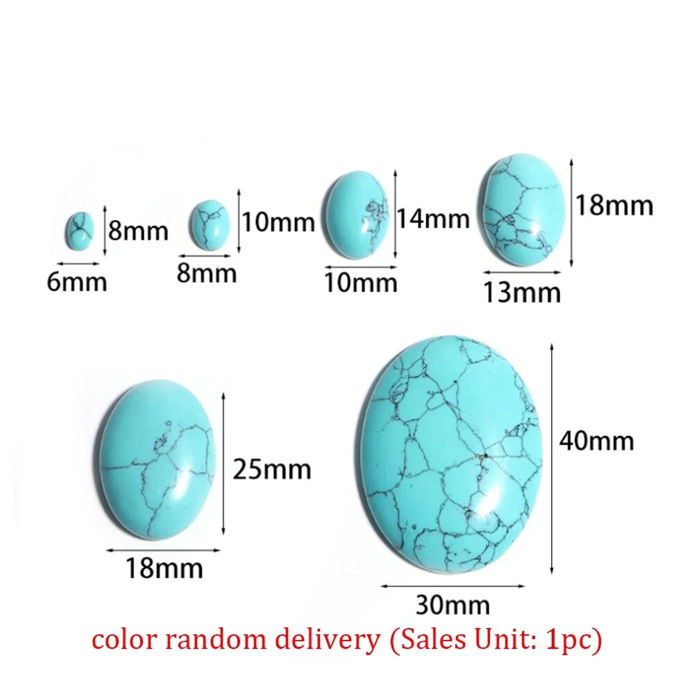 Натуральные кабошоны из агата, тигрового глаза, лазурита и аметиста 30x40mm-1pcs, Turquoise