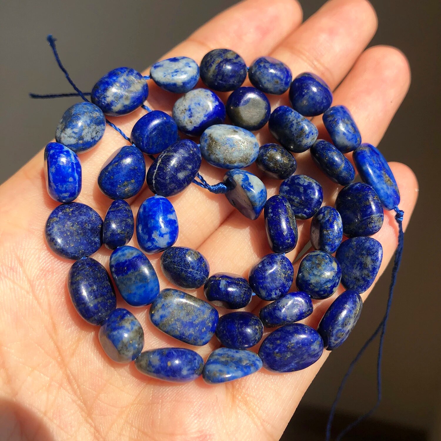 Каменные бусины 8-10 мм xilitata Темно-синий, Lapis lazuli