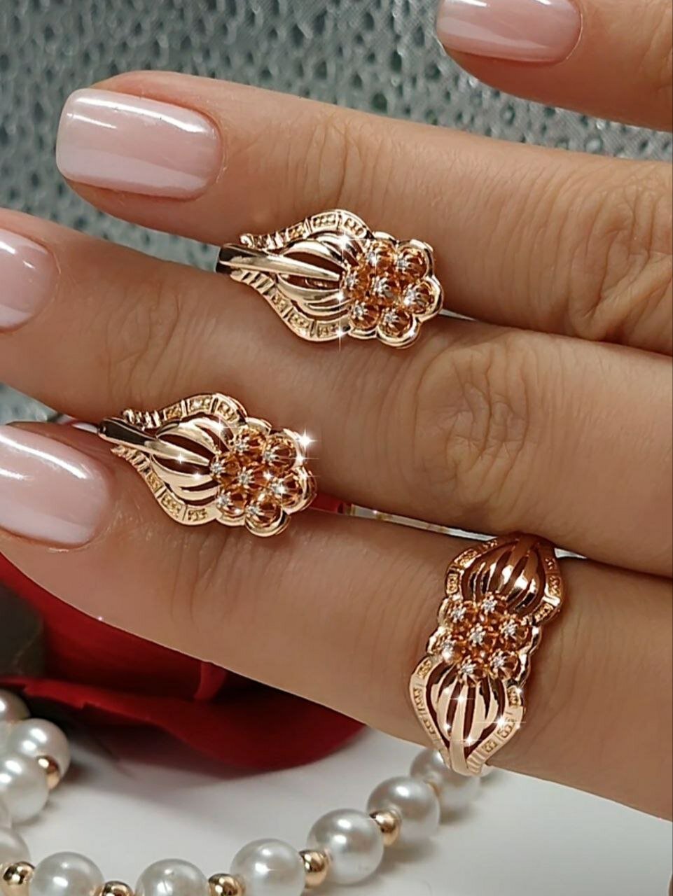 Комплект бижутерии, фианит