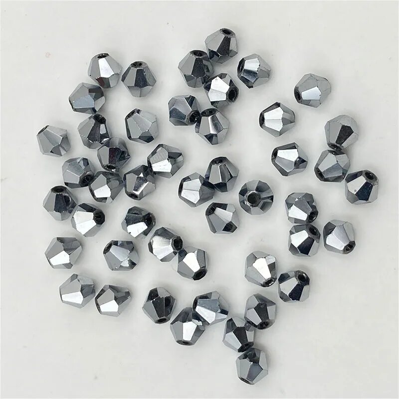 Биконусные бусины из австрийского хрусталя Swarovski, разноцветные, 3 4 6 мм Серебряный, 6mm(about 45pcs), z42