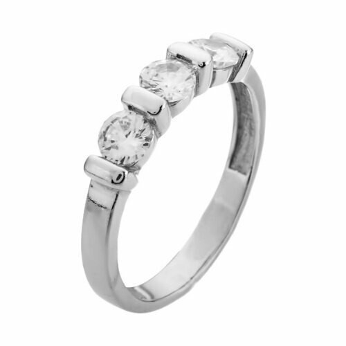 Кольцо тонкое, серебро, 925 проба, родирование, фианит, жемчуг, кварц