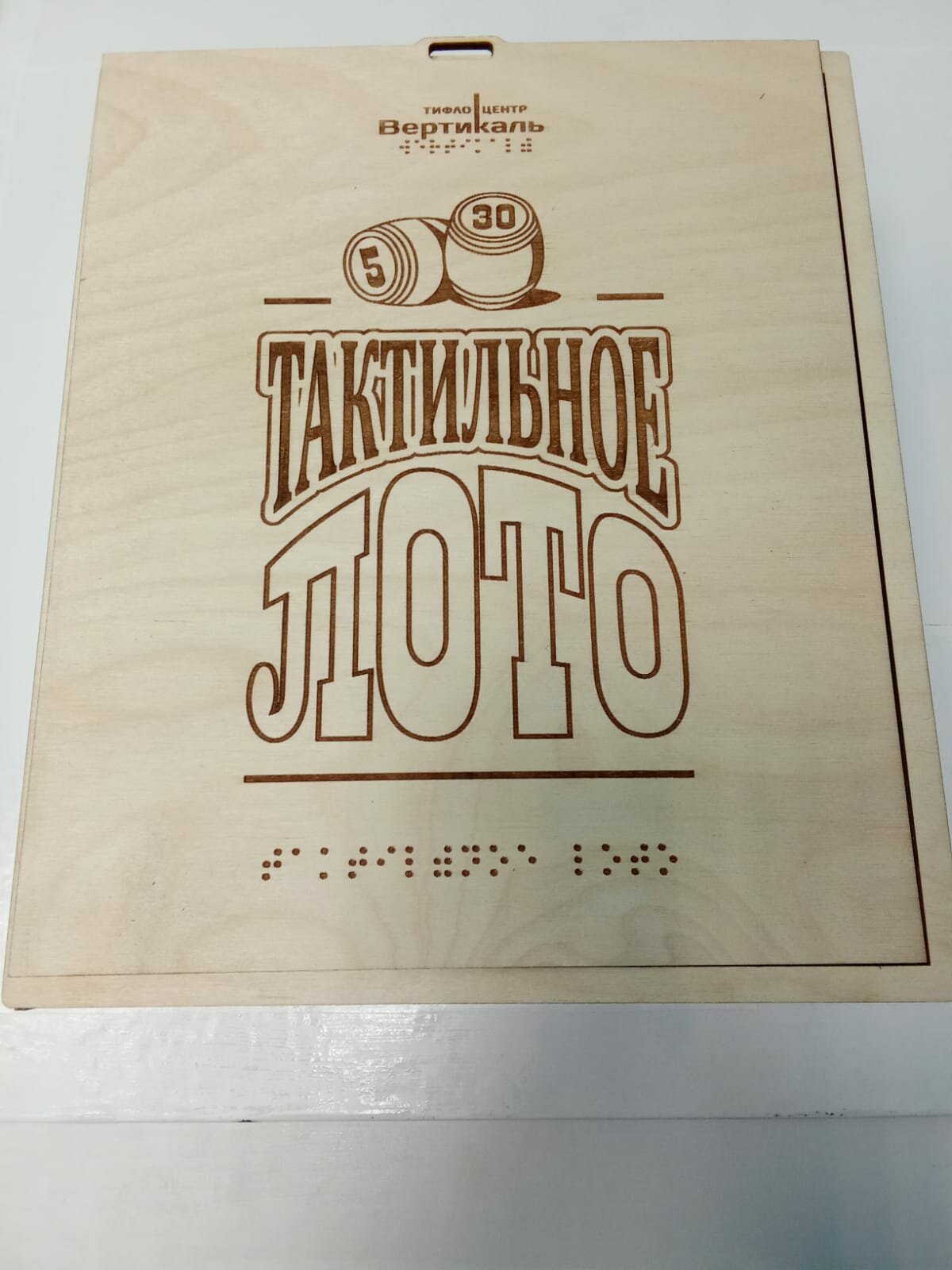 Настольная игра Тифлоцентр "Вертикаль" "Тактильное Лото", дерево, 90 бочонков, оргстекло, 2 игрока
