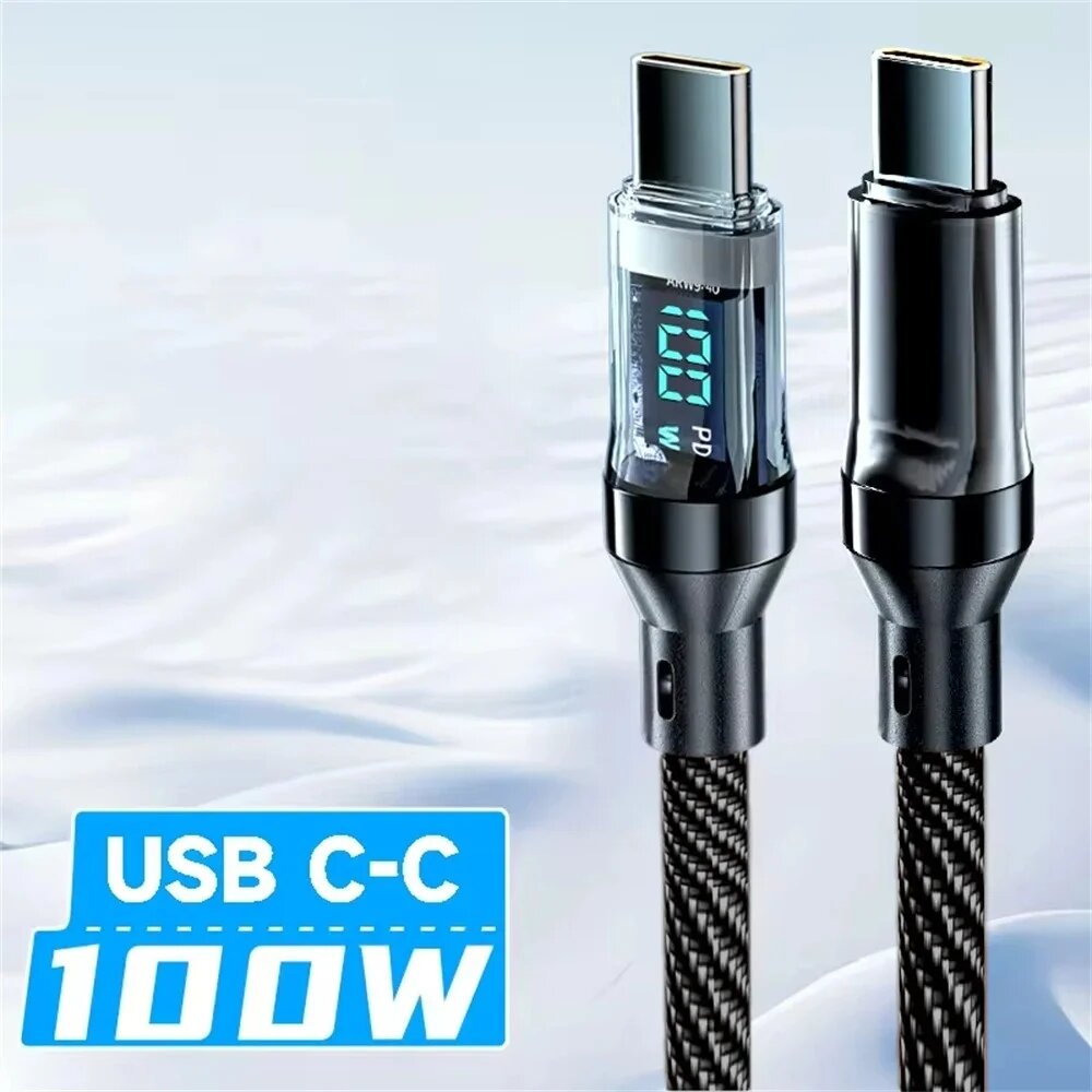 Кабель USB-C Type-C 100W с дисплеем, 1m