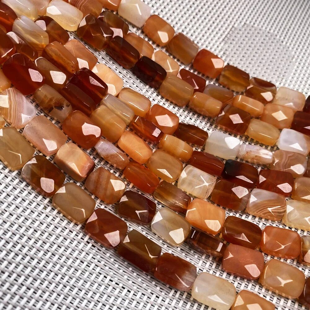 Квадратные бусины из агата 18 штук Коричневый, Red Agate