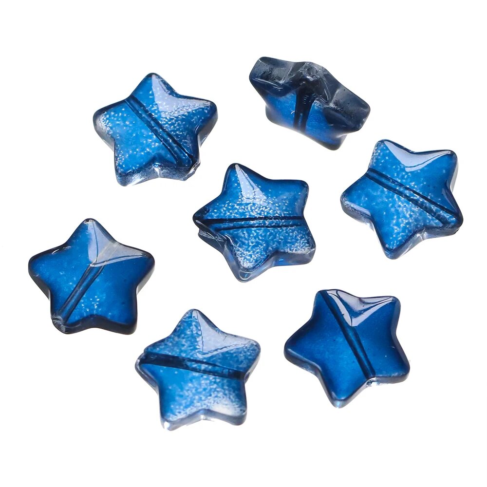 Стеклянные бусины St.kunkka, пятиконечные звезды, 10 шт. Синий, dark blue