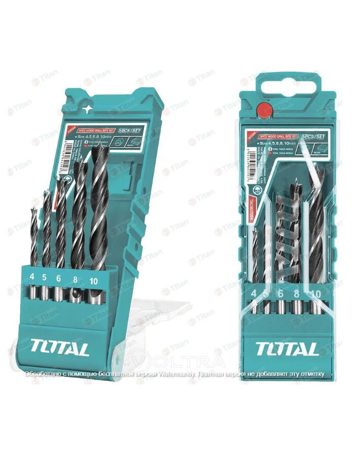 Набор сверл по дереву 5 шт/ 4mm,5mm,6mm,8mm,10mm TOTAL TACSD7056