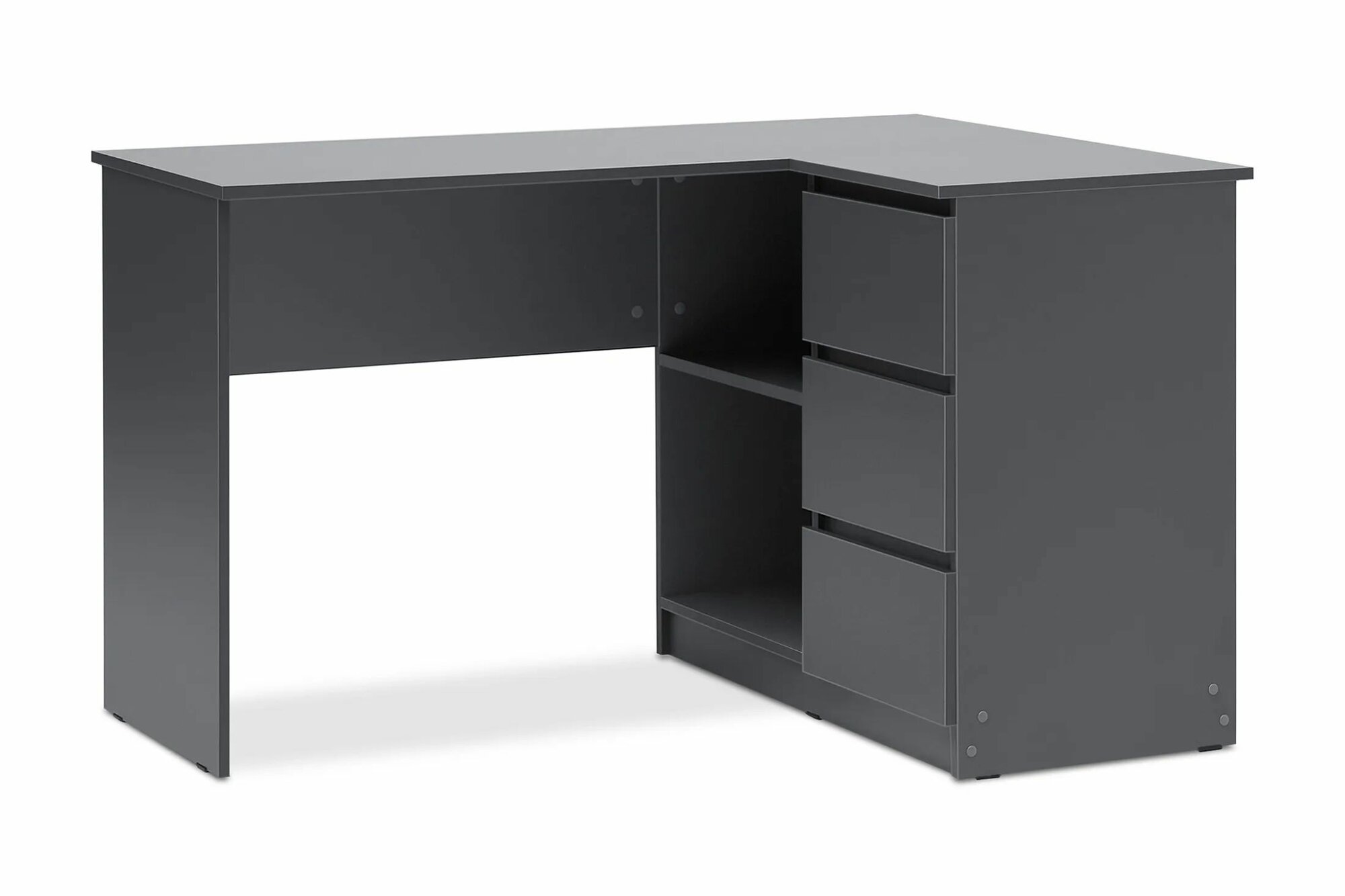 Стол письменный Танси угловой графит, 130х90.4х76.8 см (сборка универсальная)