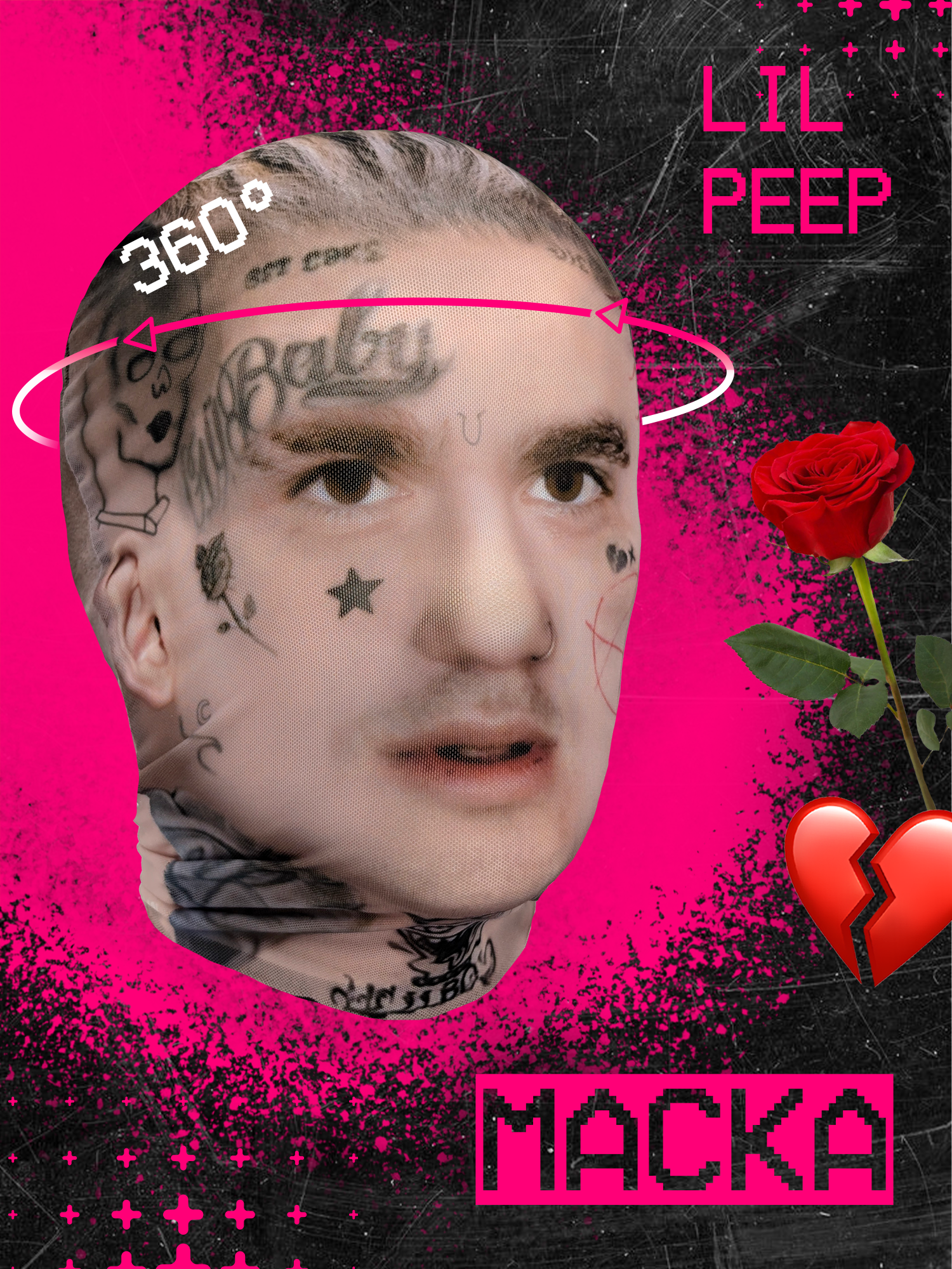 Карнавальная тканевая маска на лицо LiL PEEP Лил Пип