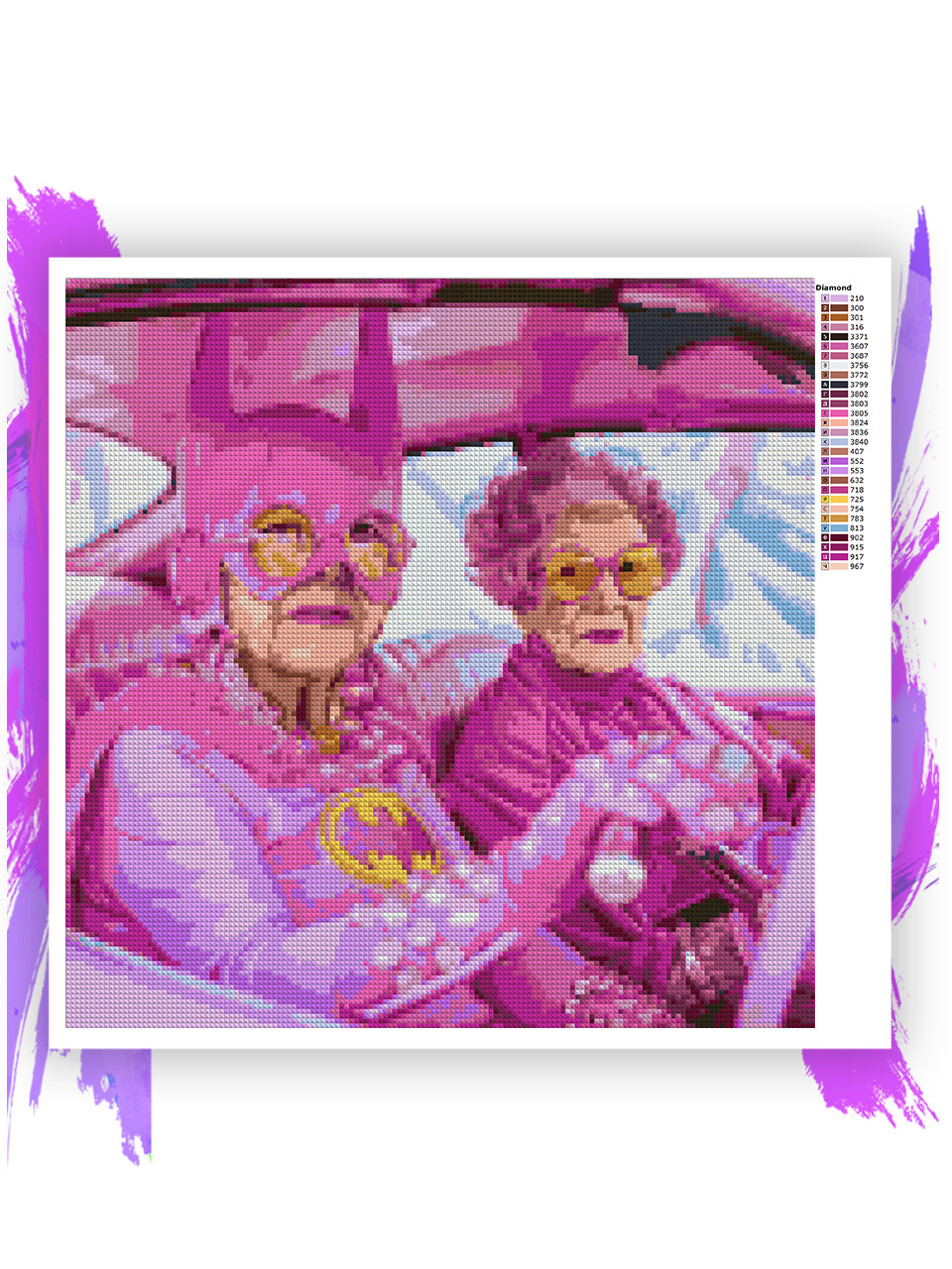 Алмазная мозаика без подрамника - вышивка Бэтмен Бабушки 40 х 40 см