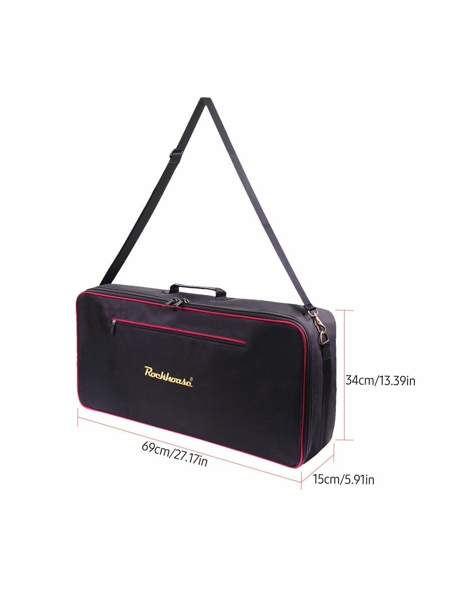 Портативная сумка для гитарной педали из ткани Оксфорд черного цвета, съемный ремень, застежка-молния, сумка через плечо для педалей эффектов и аксессуаров