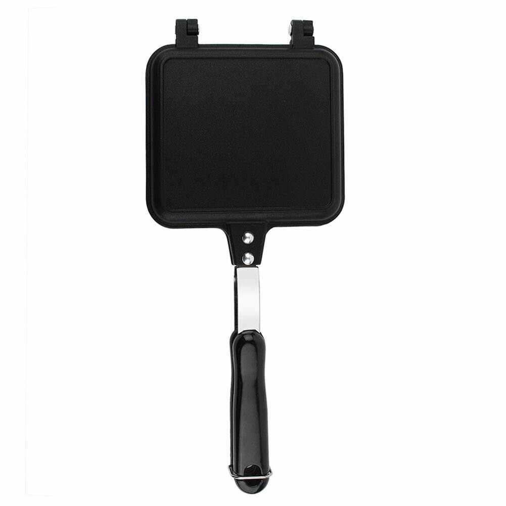 Двусторонняя антипригарная сковорода для вафель и тостов, 34,5x15 см, черный