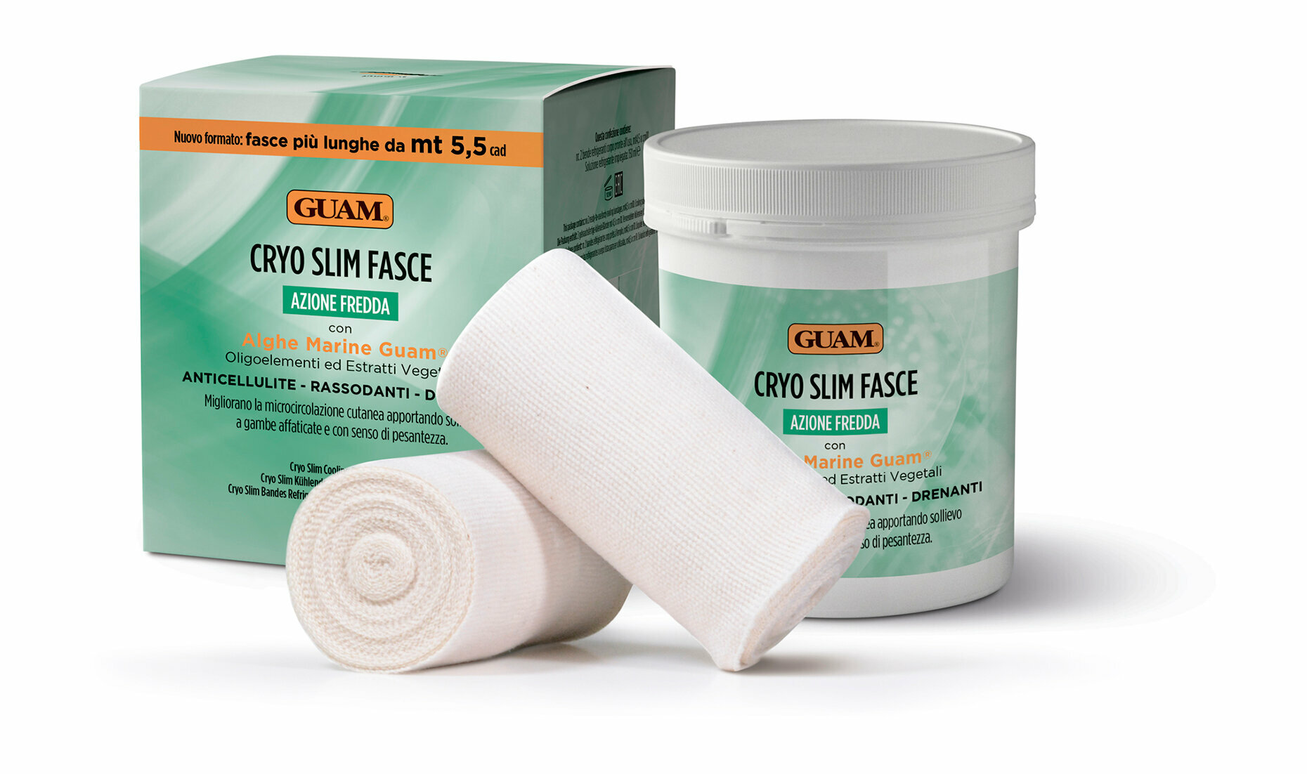 Белье Guam Corpo CRYO Бинты-обёртывание для снятия отёчности ног с охлаждающим эффектом, CRYI Slim Fasce, 1 упаковка (2 шт)