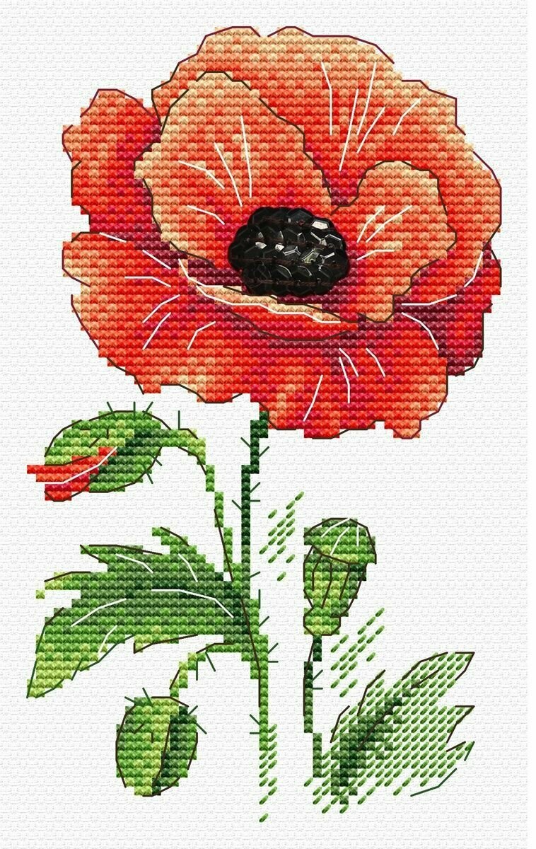 Набор для вышивания М. П. Студия "Красный мак", на одежде, мулине (В-541)