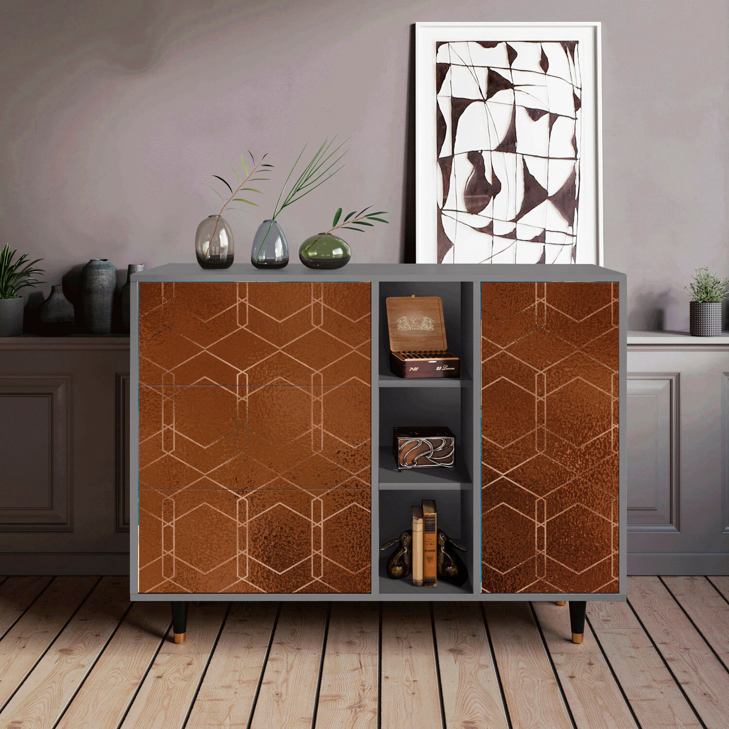 Комод - STORYZ - BS2 Chocolate Bar, Разер - 125 x 97 x 48 см , Цвет корпуса - Серый