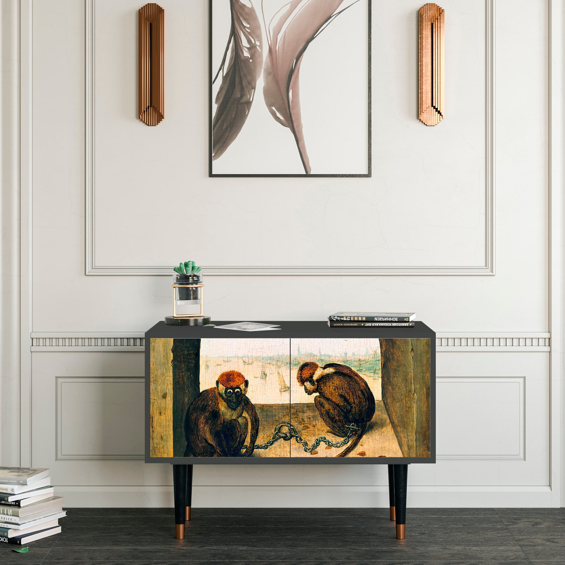 Комод - STORYZ - S1 Two Monkeys by Pieter Bruegel the Elder, Размер - 94 x 69 x 48 см, Цвет корпуса - , Антрацит