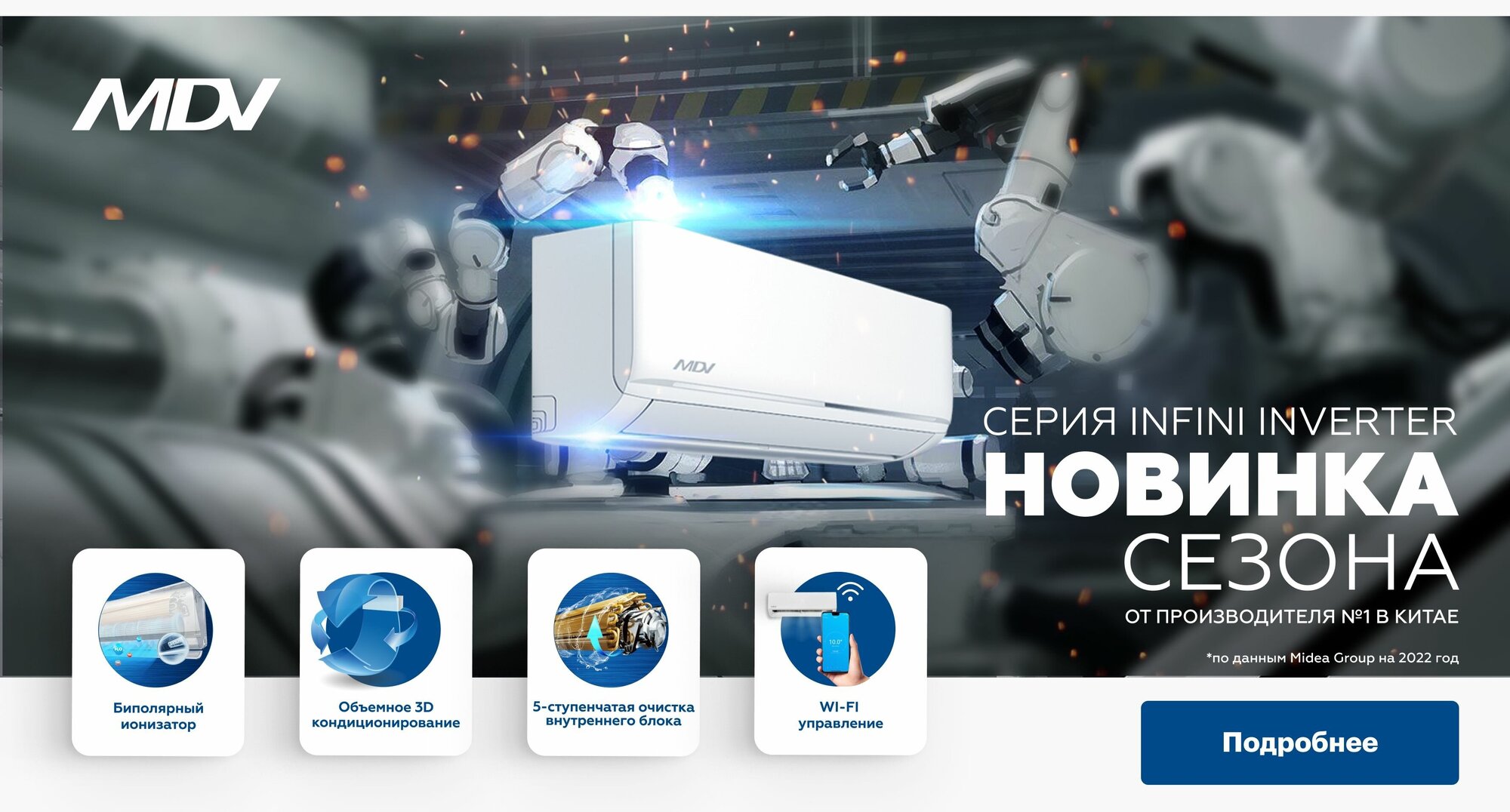 Кондиционер, сплит-система MDV INFINI STANDARD INVERTER 09 (кондиционер настенный) MDSAG-09HRDN8/MDOAG-09HDN8