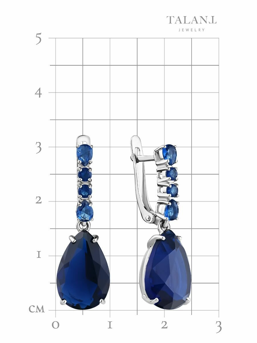 Серьги с подвесками TALANT, серебро, 925 проба, кварц синтетический, , серебристый — фото 1
