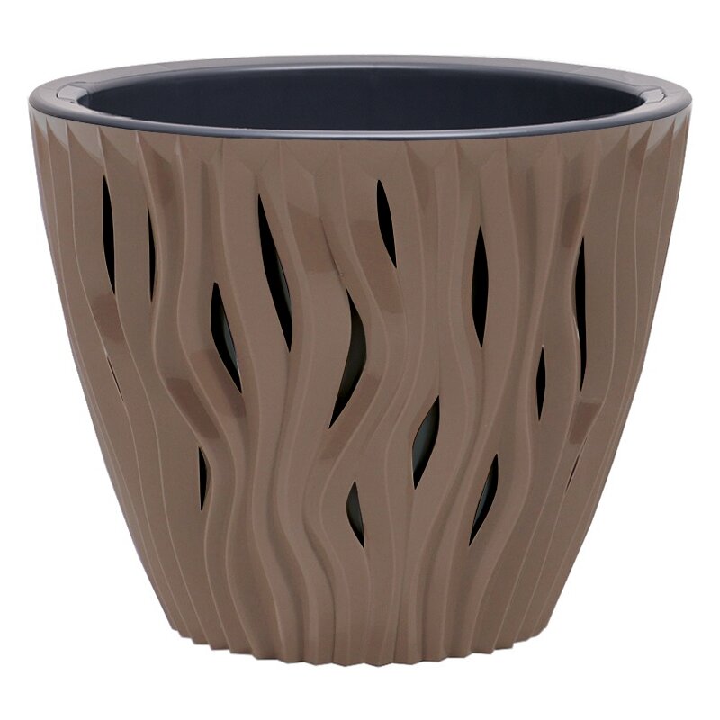 Кашпо ВМС "Вдохновение" 2,25 л, цвет Моккачино, со вставкой