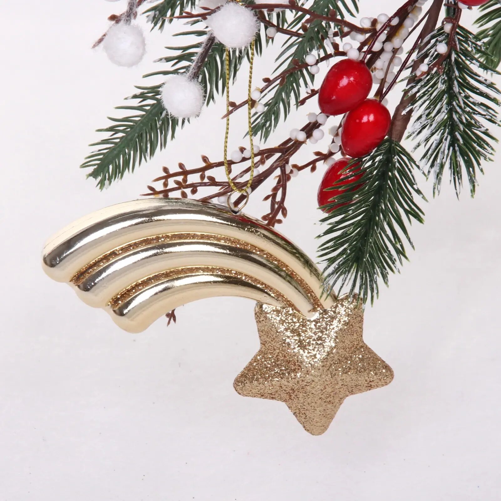 Ёлочная игрушка «Звезда желаний» 11*5*1,5 см, шампань, пластик, для елки и декорирования