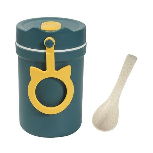 Переносная двухъярусная коробка для завтрака, коробка для завтрака, силиконовая изоляция, коробка для завтрака, контейнер для продуктов питания с ложкой, герметичная коробка для завтрака.