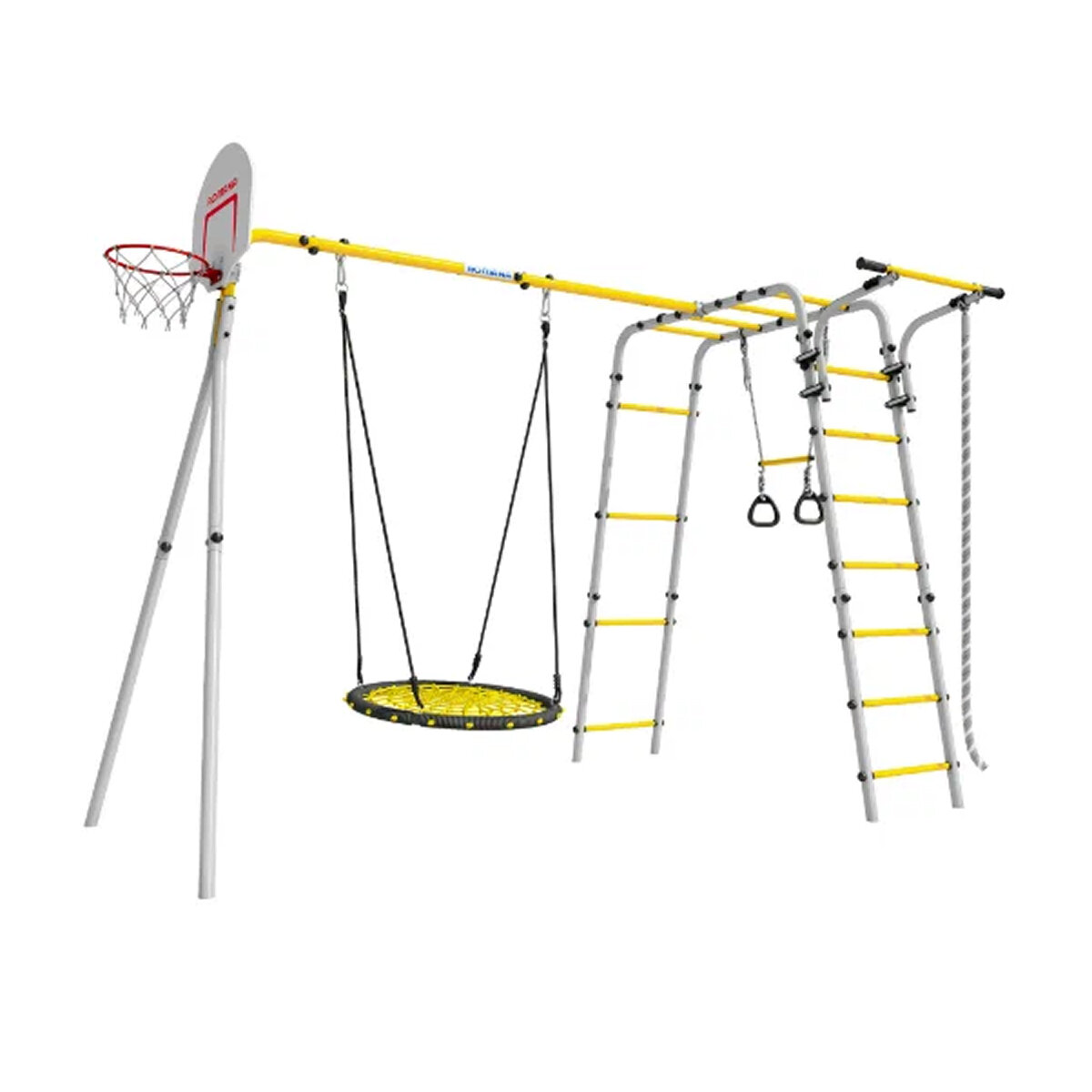 Игровой комплекс Romana "Акробат 2" + гнездо качели-гнездо 80 см R 103.19.05, серо-жёлтый