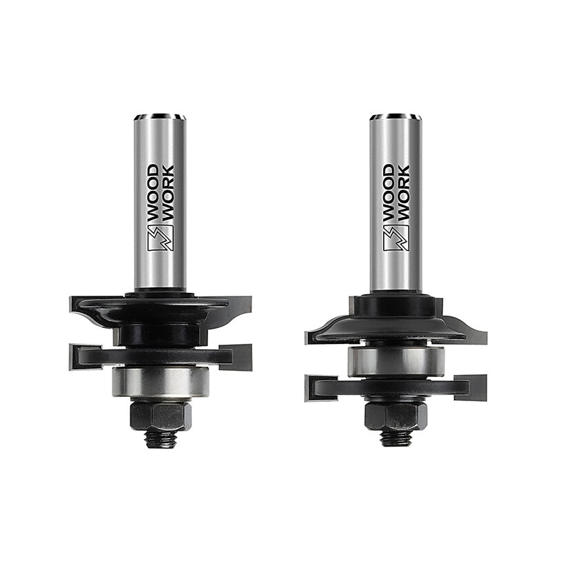 Комплект профессиональных мебельных фрез с тефлоновым покрытием D44,4мм Н23,8мм L76мм хв.12мм Woodwork