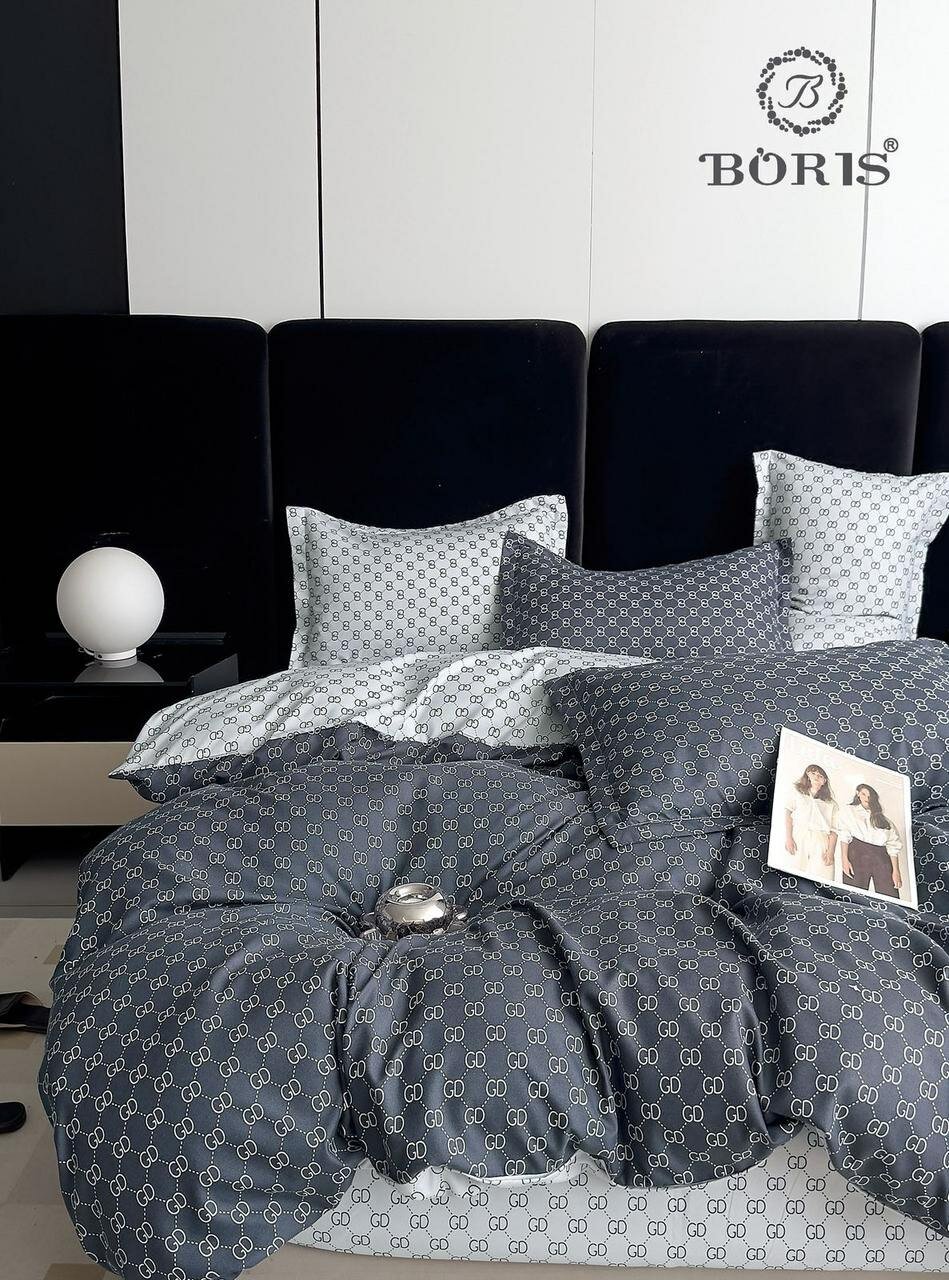 Постельное белье 2 спальное Boris Dense, мягкое как бархат, повышенной плотности, комплект из 4 предметов