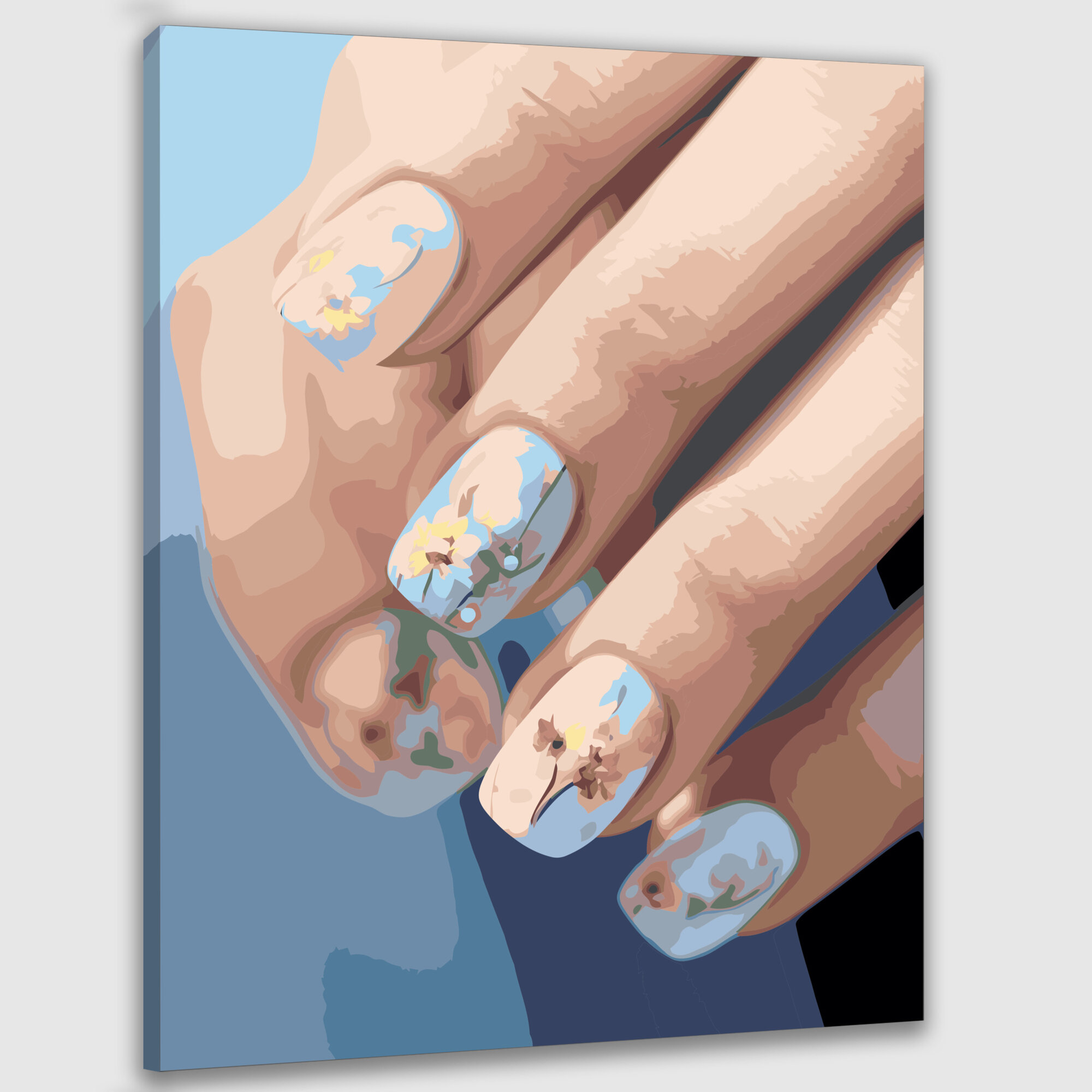 Картина по номерам 40x50 см, акварельная картина, маникюр, тенденции, уникальный, цветочный мотив, яркие краски