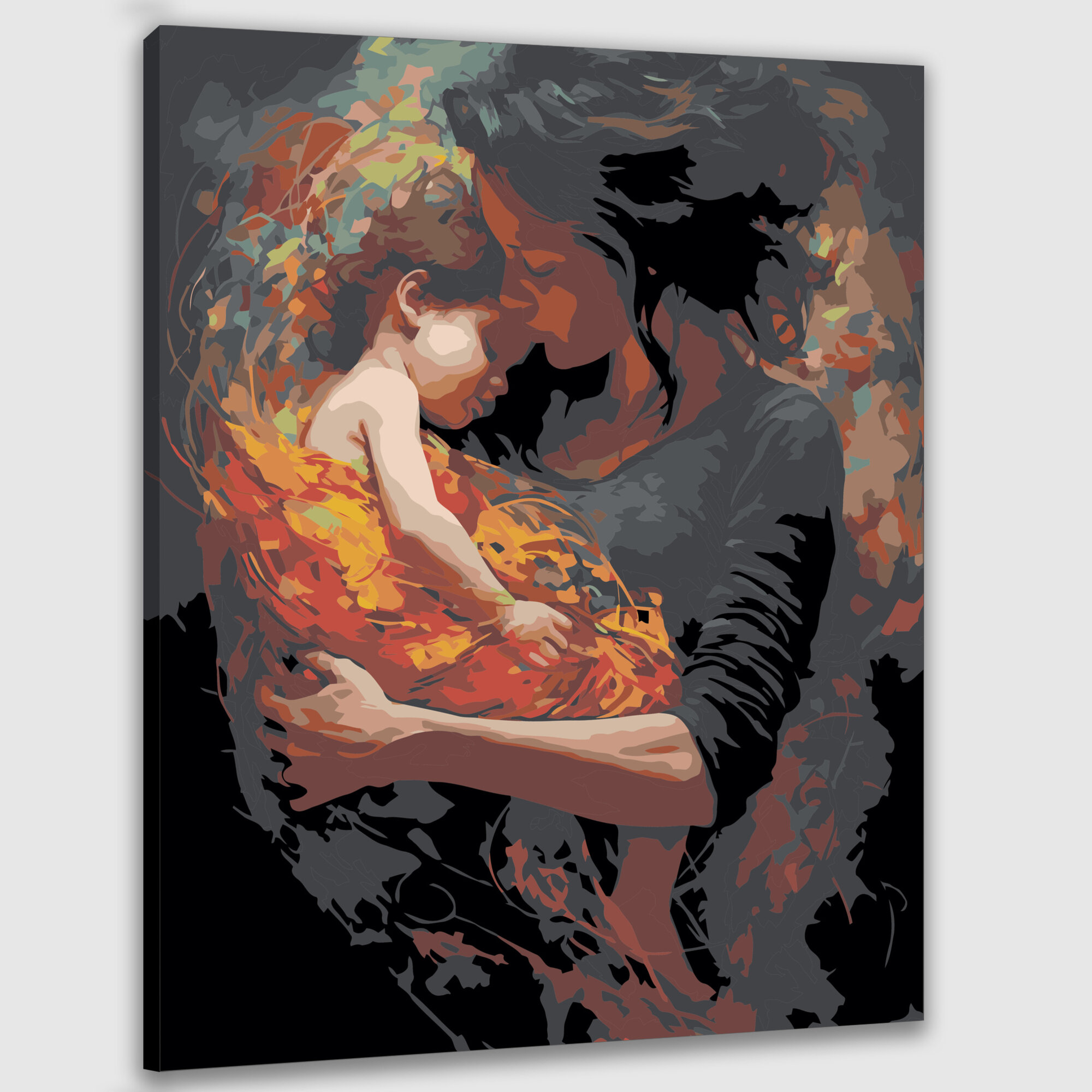 Картина по номерам 40x50 см, картина, масло, эмоциональная, мать, ребенок, обнимаются, слои цвета, текстура, связь