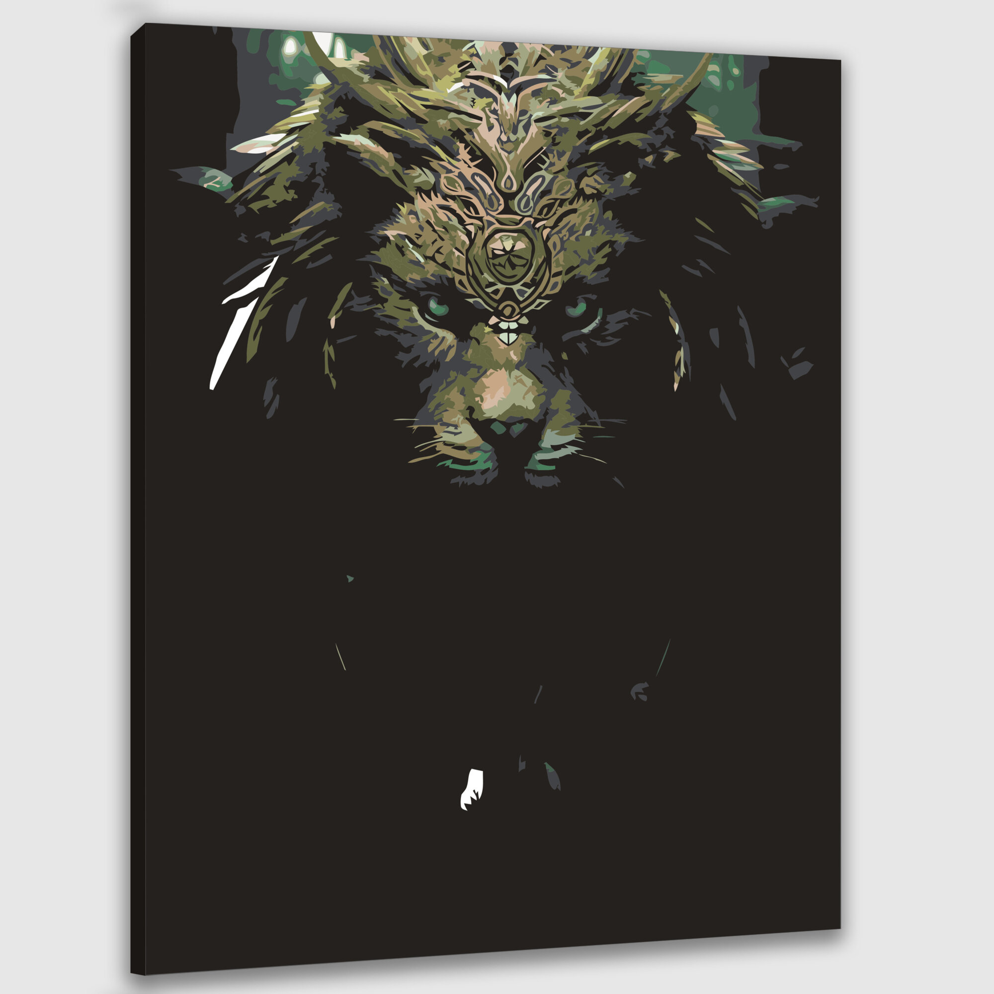 Картина по номерам 40x50 см, Призрак джунглей, мифическое существо, ягуар, орел, текстура меха, текстура перьев
