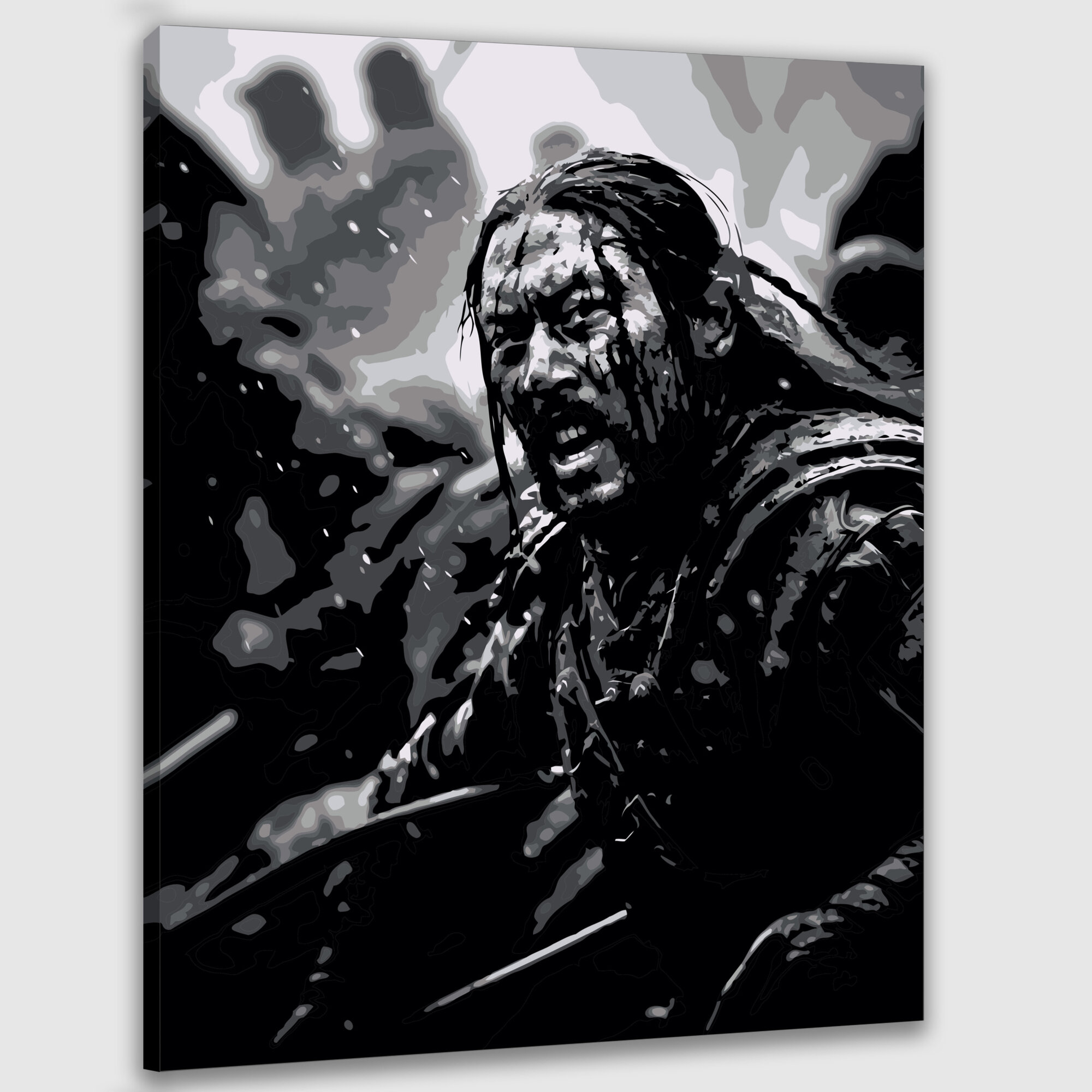 Картина по номерам 40x50 см, фотография, черно-белая, реконструкция, битва за честь, Король Войны, войска, детали