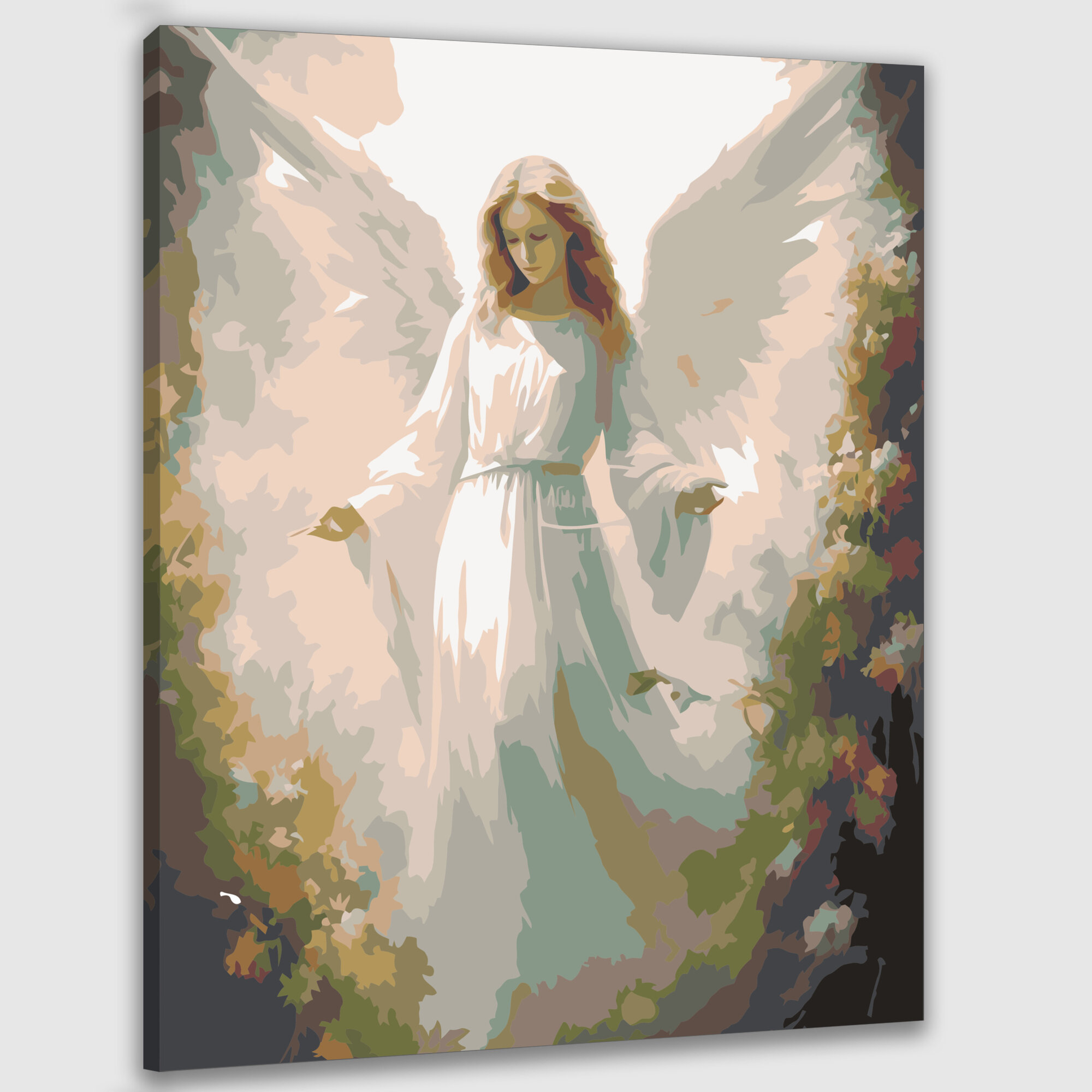 Картина по номерам 40x50 см, цифровая картина, неземной ангел, небесный рай, яркие цвета, пышная зелень