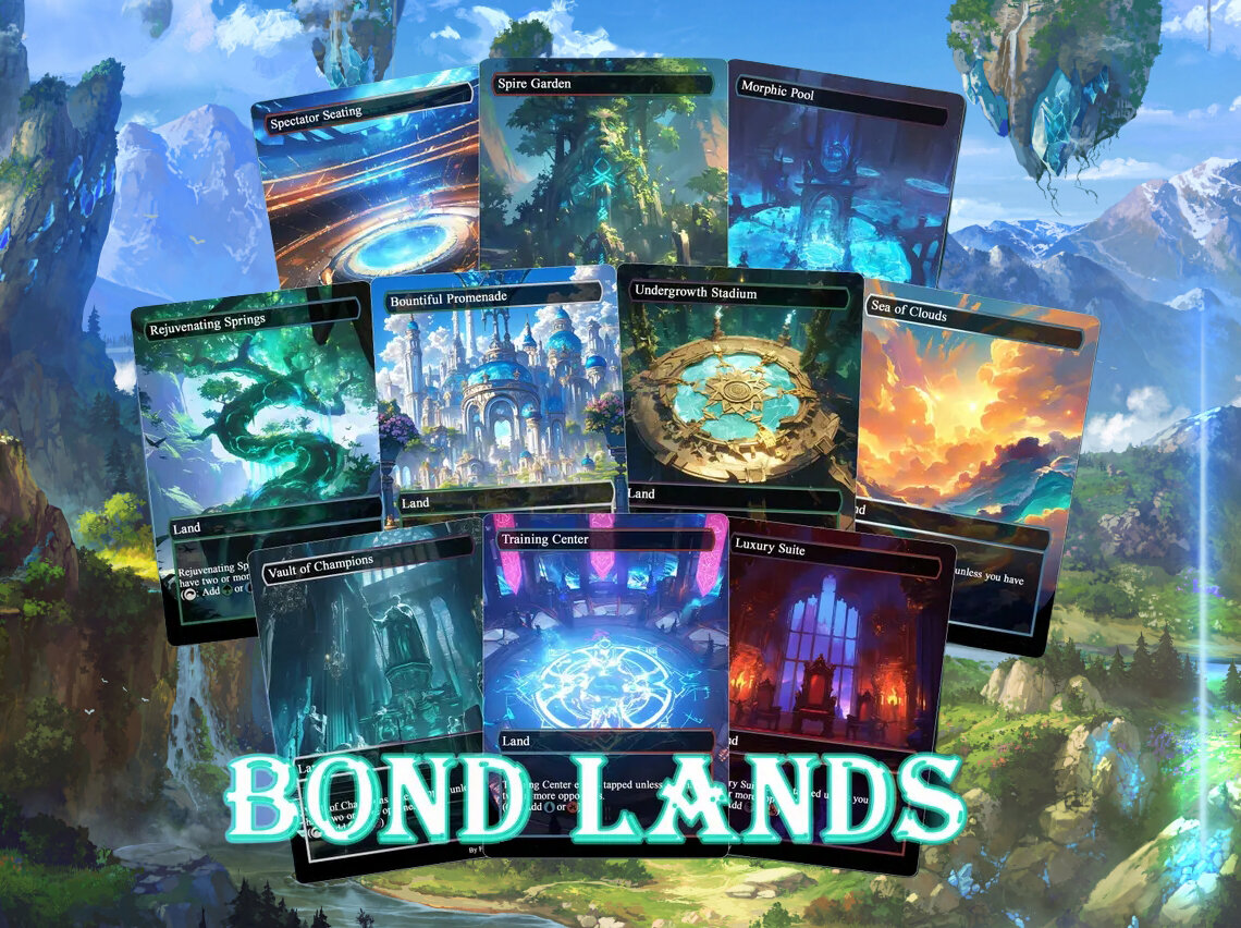 10x TCG Proxy Bond Land | Magical Illustration Style Fetch Land Proxy | Land Set for Commander Deck