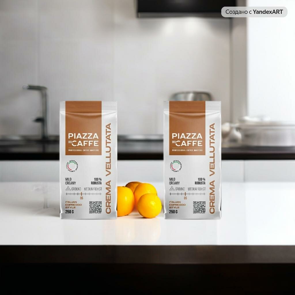 Кофе Piazza del Caffe Крема Велютата, молотый, 250 г - 2 штуки