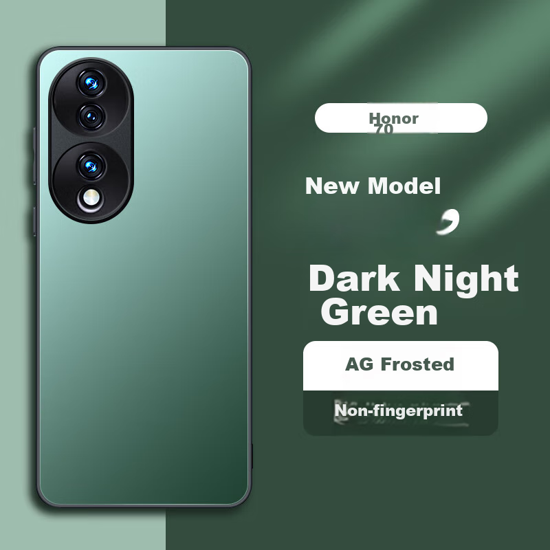 Mengxiangkejia [AG Frosted] Phone Case for Honor 70, Honor 70 Protective Cover, Full Lens Protection, Ultra-Thin, Luxury Frosted Silicone, Shockproof, Simple Design for Men And Women, Dark Night Green