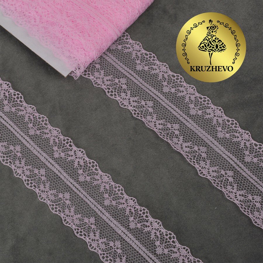 Кружево-трикотаж KRUZHEVO TBY 150-1 шир.40мм цв.09 св. розовый, уп.27,4м