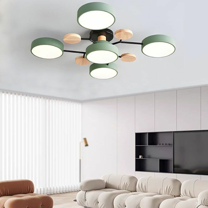 Люстра потолочная, скандинавский стиль, LED-лампы, механическое управление, цвет на выбор
