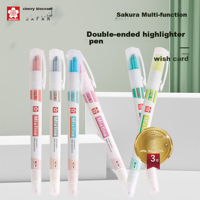 Sakura Dual-Tip Highlighter Pen, 6 Colors, for Journaling, Exam Review, And Highlighting Key Points, Gray + Orange