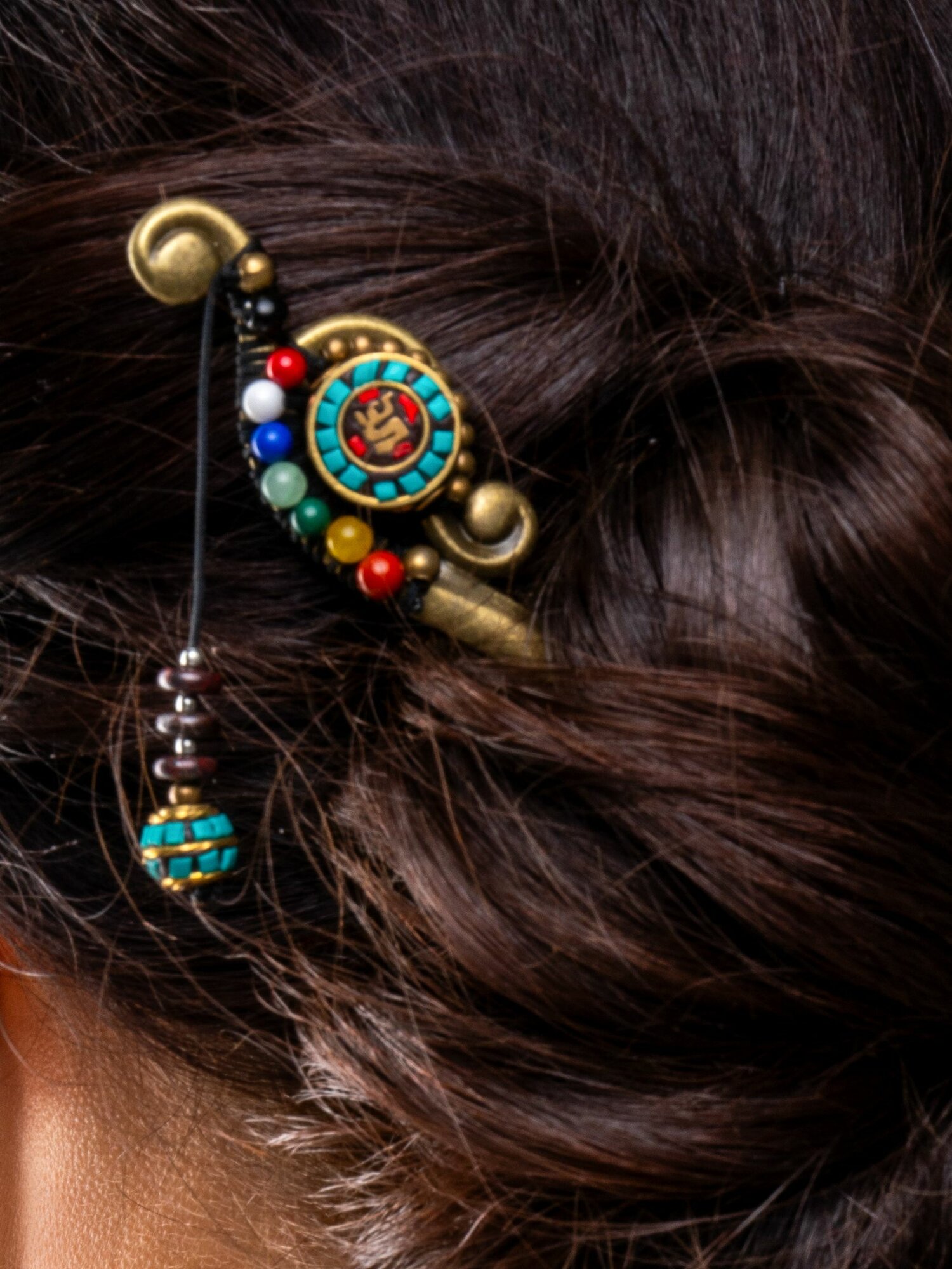 Украшение для волос LUMINA "Палочка", металл, стразы, бронза