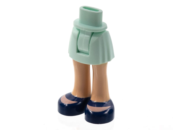 Mini Doll Hips and Skirt, Light Nougat Legs and Dark Blue Shoes Pattern - Thick Hinge, 92252c00pb015 Light Aqua U