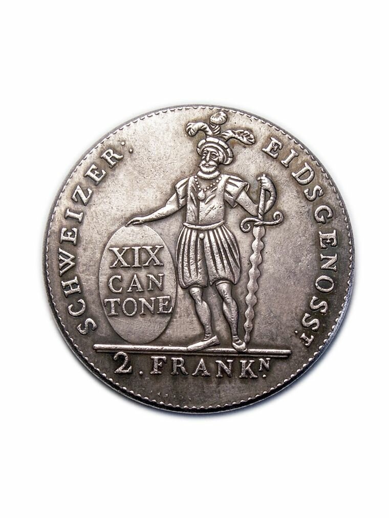 2 франка 1812 года кантон Аппенцель Швейцария сувенирная копия монеты, нумизматика, деньги для коллекции