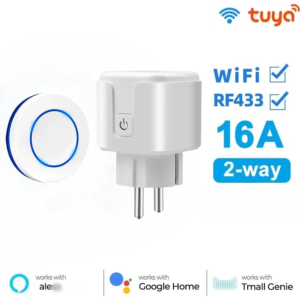 Умная розетка Tuya WiFi RF 16A 2-way