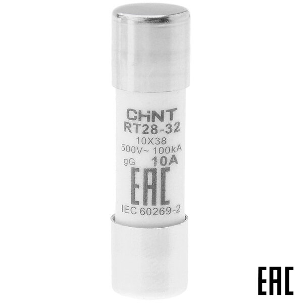 Плавкая вставка 10А 500В цилиндрическая 10х38мм gG 100кА (CHINT) 520478 RT28-32 (9 шт. в комплекте)