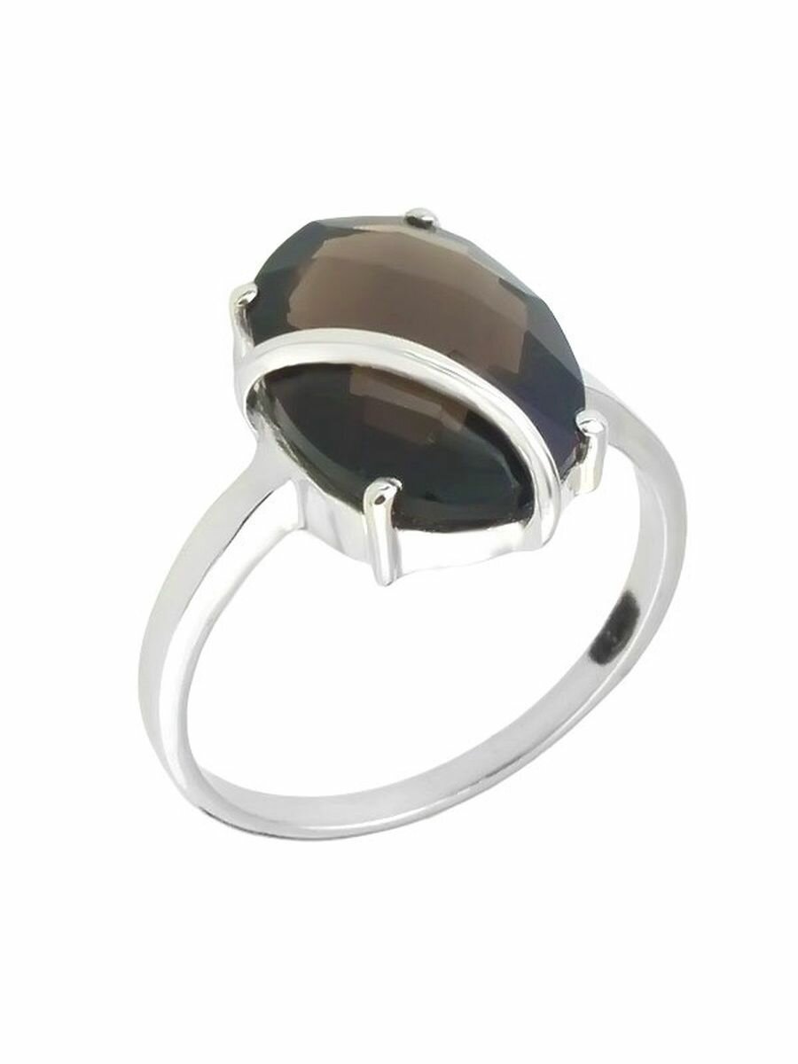 Кольцо тонкое, серебро, 925 проба, родирование, раухтопаз