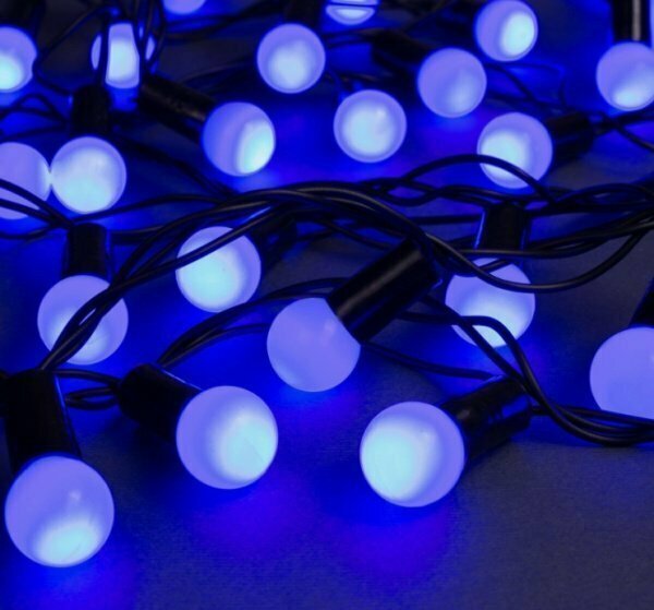 Гирлянда «Нить» 10 м с насадками «Шарики 1.5 см», IP44, тёмная нить, 100 LED, свечение синее, 8 режимов, 220 В