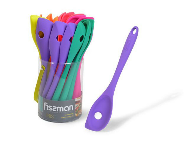 1322 FISSMAN Ложка с отверстием IRIS 27см 6 цветов в ассортименте (силикон)
