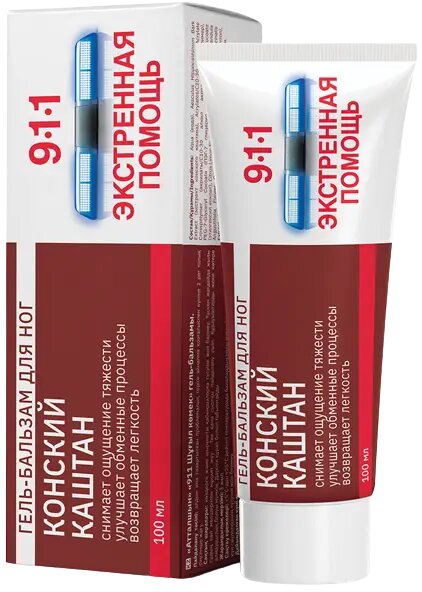 911 Экстренная помощь Конский каштан гель-бальзам для ног 100 мл 1 шт