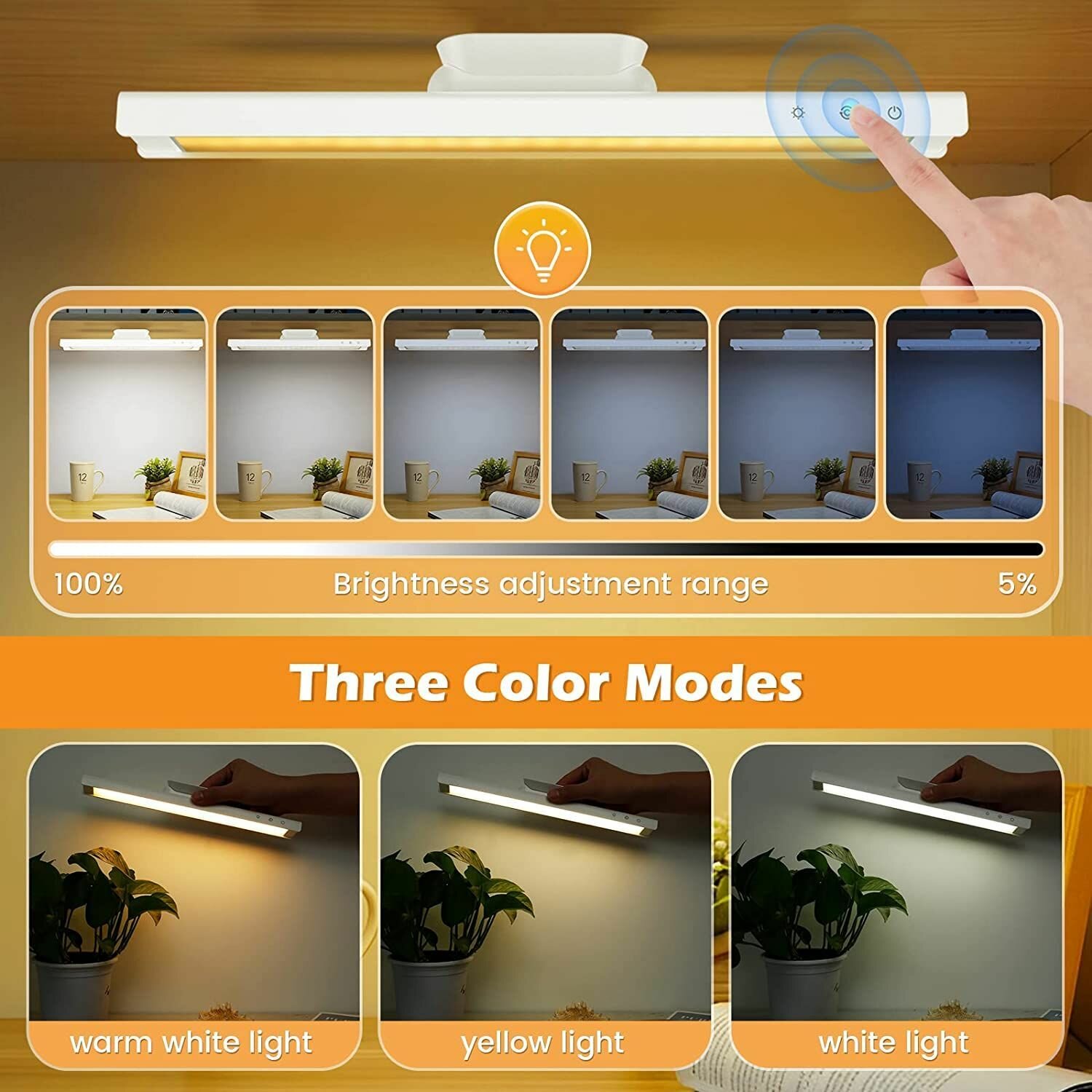 Беспроводная подсветка под шкафом 60 поворотная вращающаяся магнитная гардеробная с перезаряжаемой регулируемой яркостью сенсорное управление